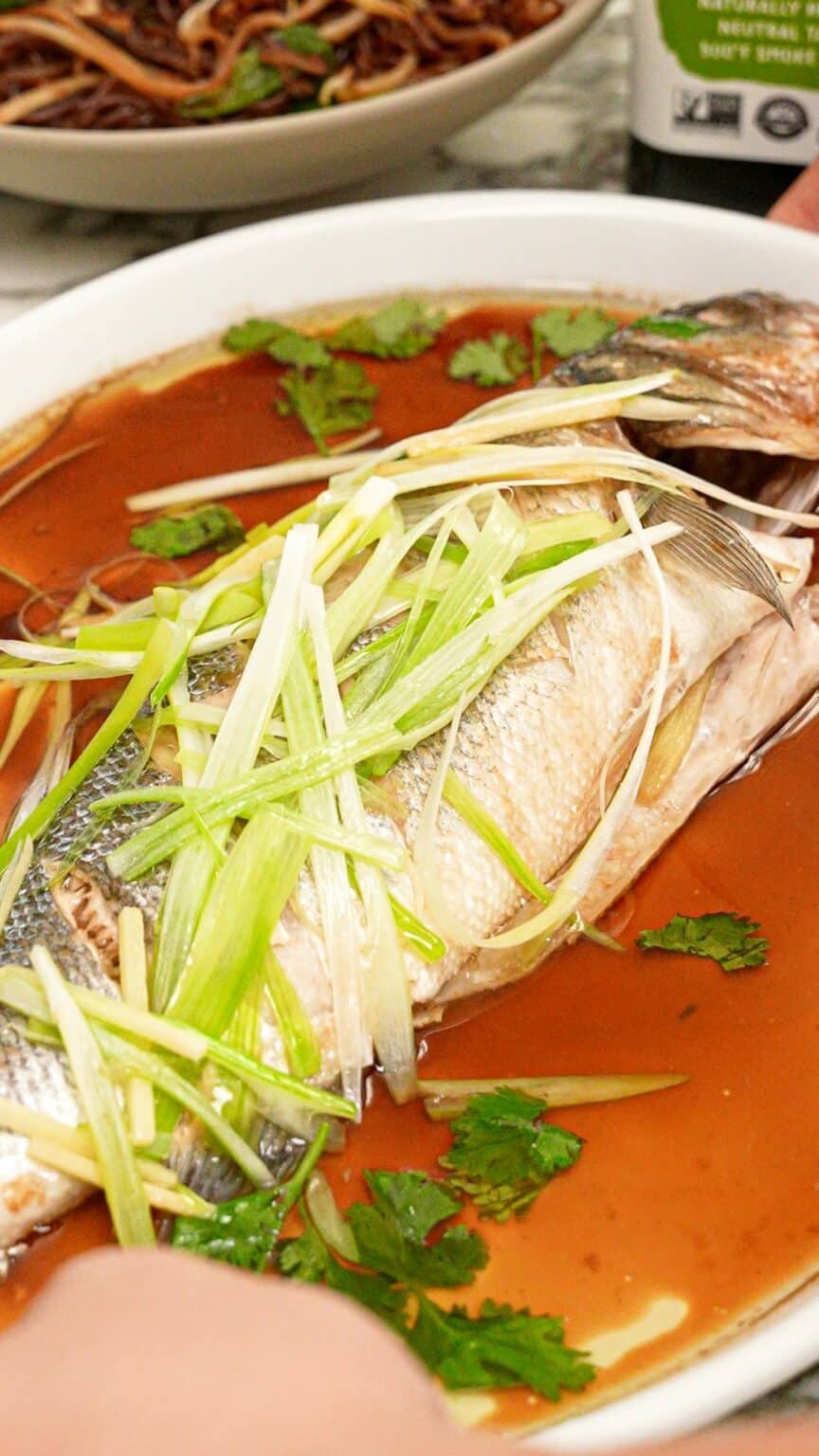 Chinese Sizzling Oil Steamed Fish (VIDEO)